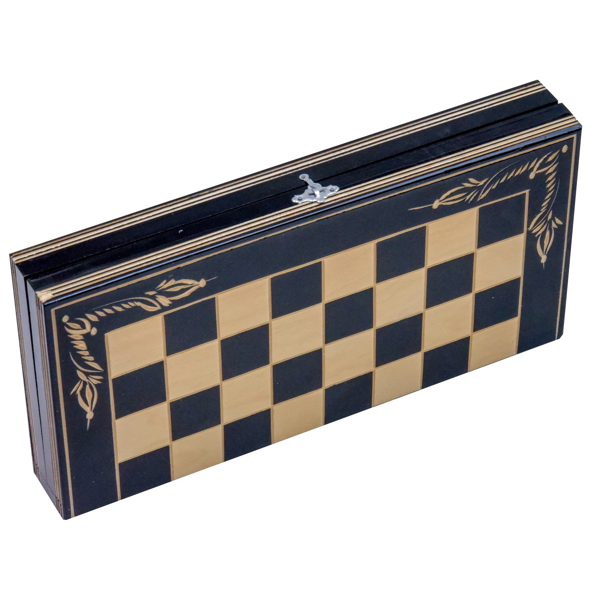 Joc Table si Dame din Lemn Lucrat Manual, 38x38 cm, Negru cu Alb - eMAG.ro