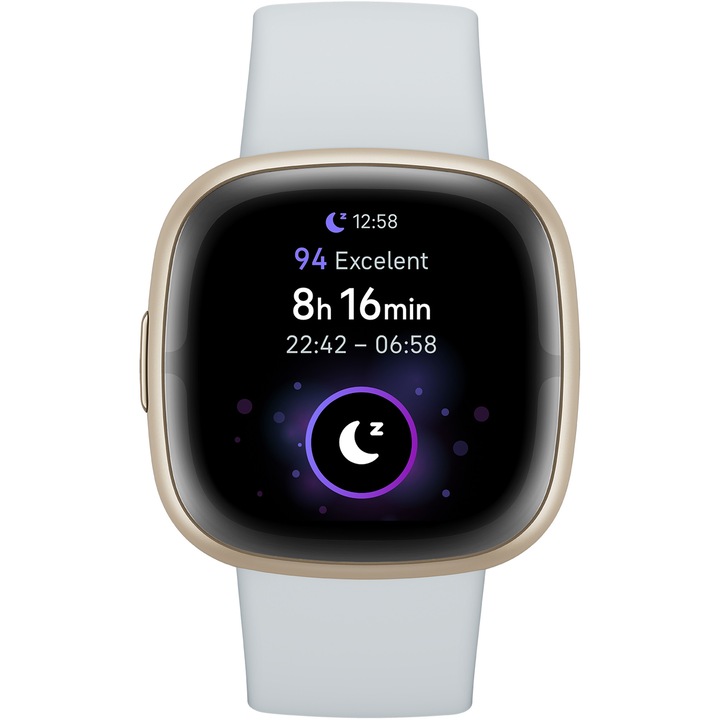 Часовник Smartwatch Fitbit Sense 2 Blue Mist/Soft Gold Aluminium - eMAG.bg