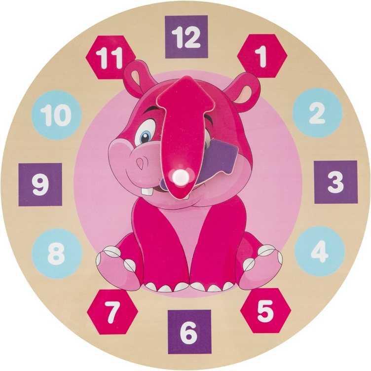 Primul meu ceas din lemn 20 cm, Grafix, Mov - eMAG.ro