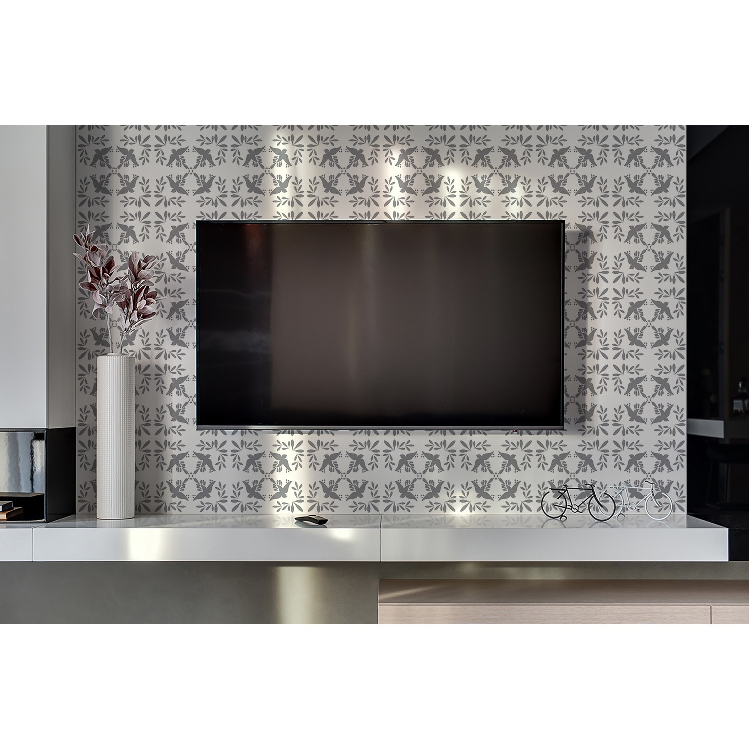 Panou de perete decorativ, Pasari, Gri, 100 cm x 50 cm - eMAG.ro