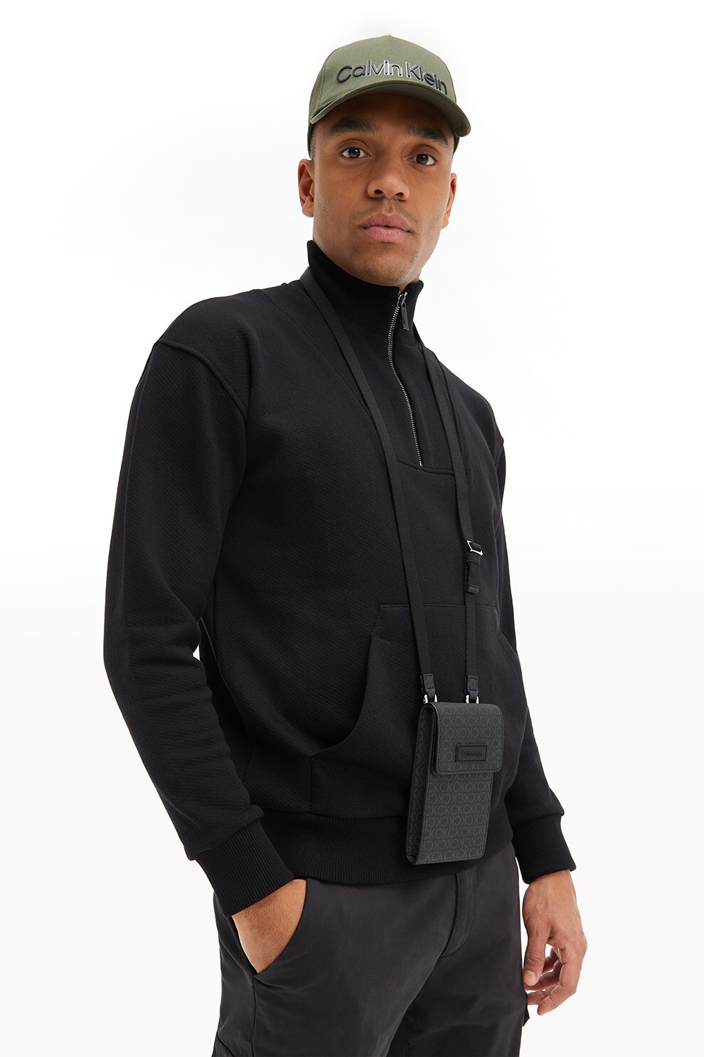 CALVIN KLEIN, Etui din piele ecologica cu model pentru telefonul mobil ...