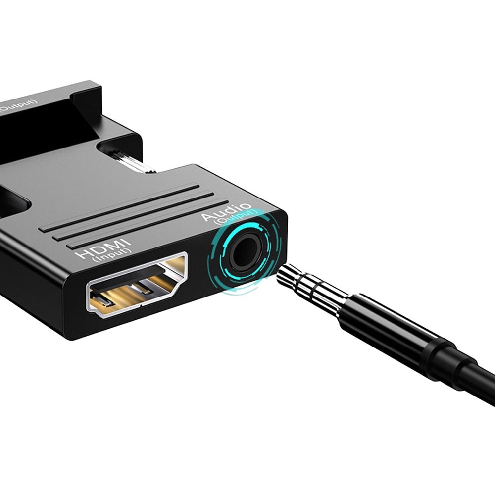 Adaptor HDMI la VGA, Jack 3,5 mm, 1080P, Negru - eMAG.ro