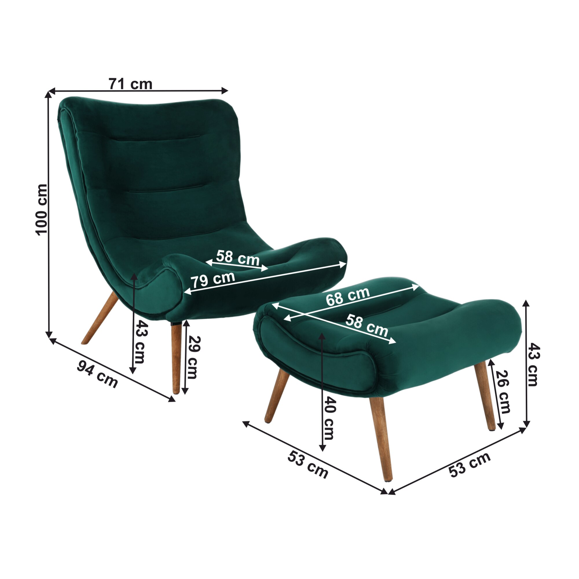 Set fotoliu si taburet DacEnergy©, confectionat din material textil ...