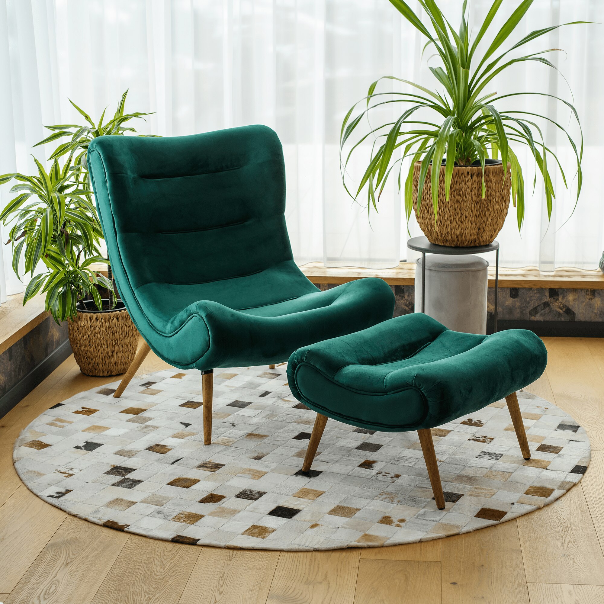 Set fotoliu si taburet DacEnergy©, confectionat din material textil ...