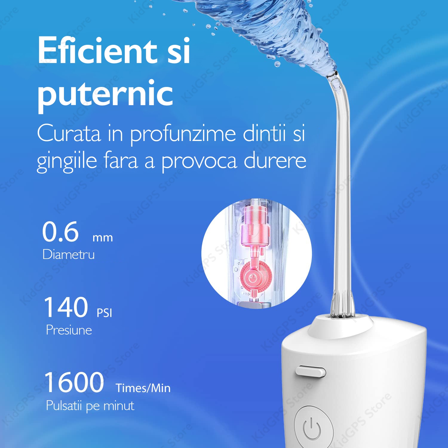 Irigator Bucal Si Oral Profesional Horigen® ML8, 140 Psi, Portabil, 6 Viteze, 4 Duze Incluse ...