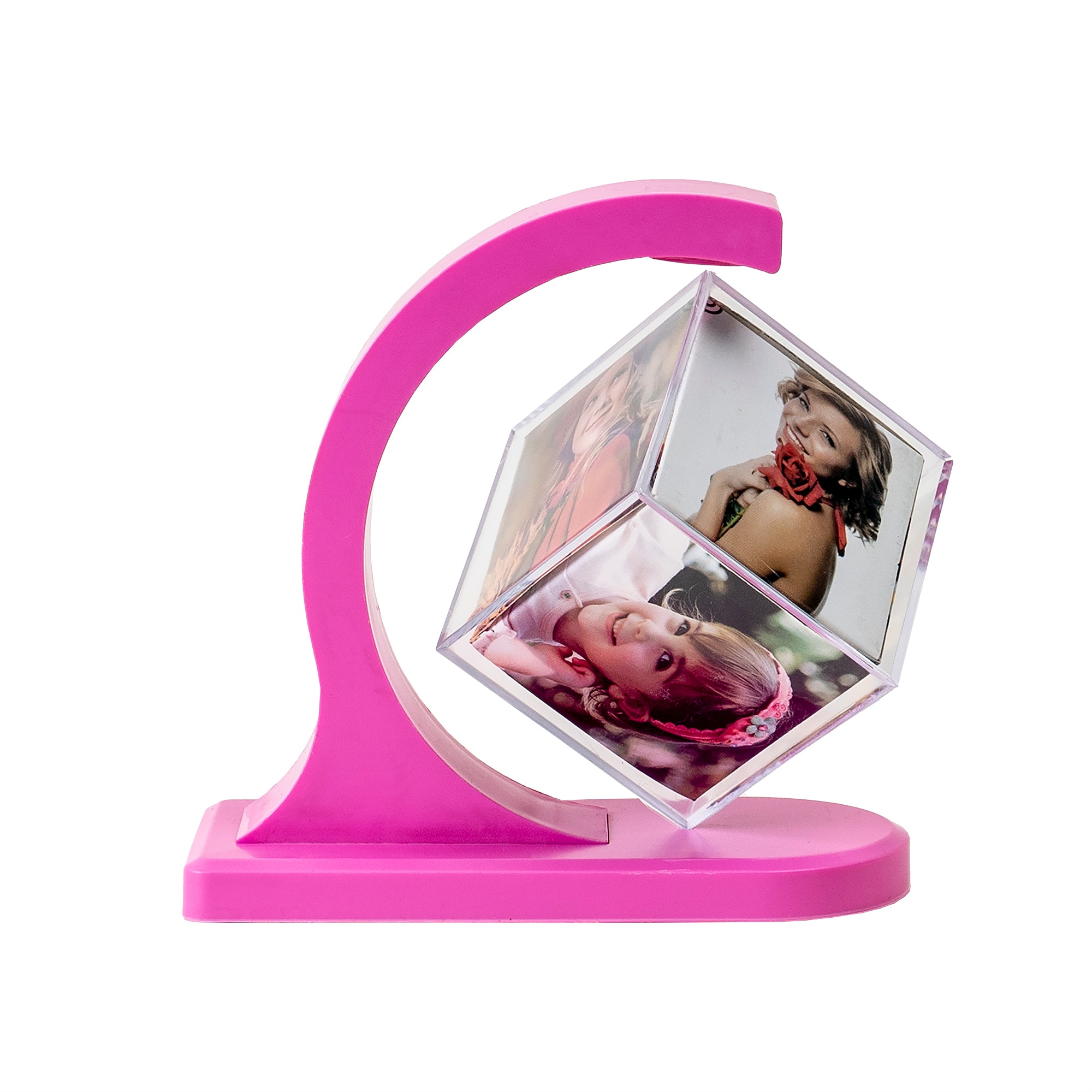 Rama foto, in forma de cub, magnetic rotativ cu 6 poze, inaltime 15 cm ...