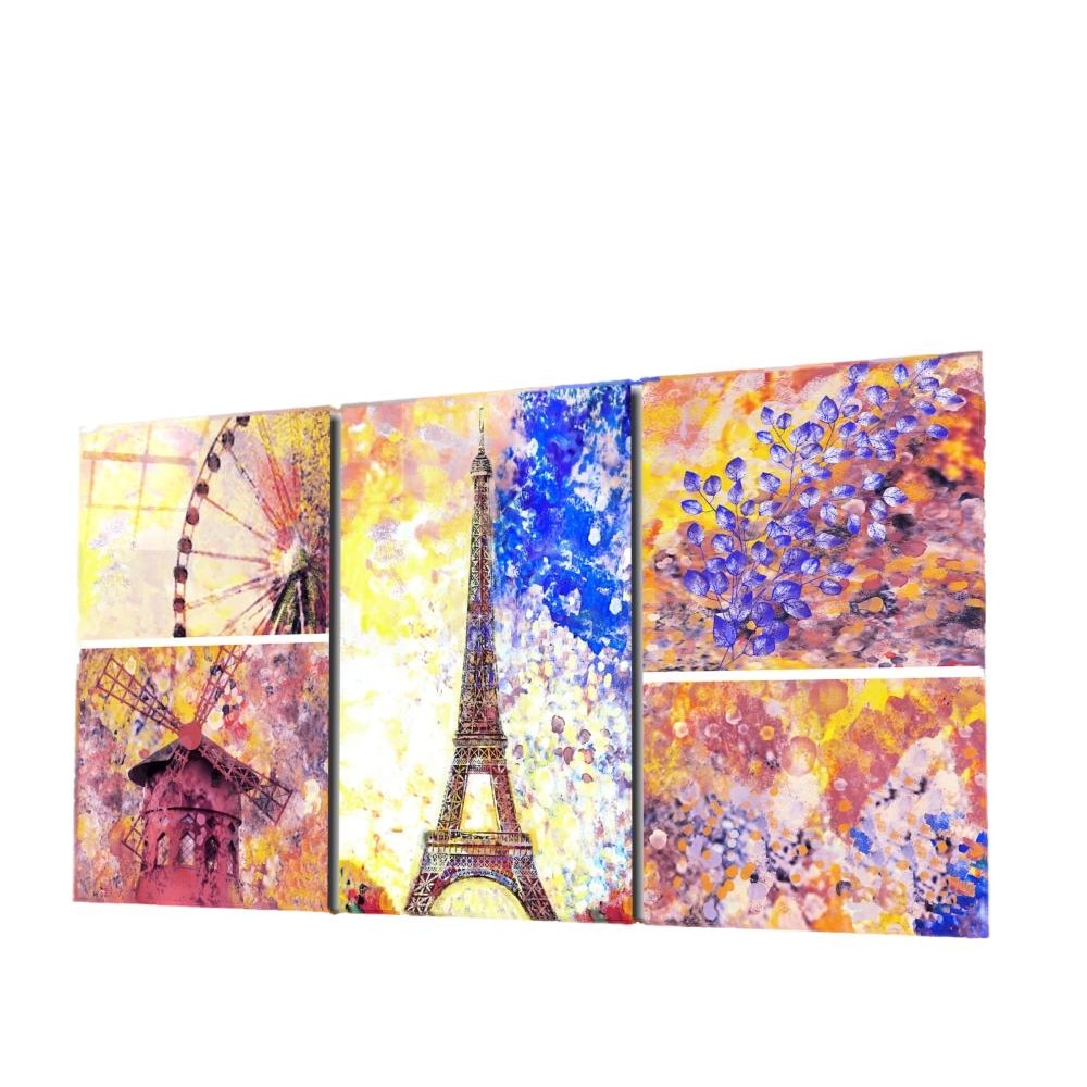 Set 3 tablouri, Print digital, Model- Paris, 72x46cm - eMAG.ro