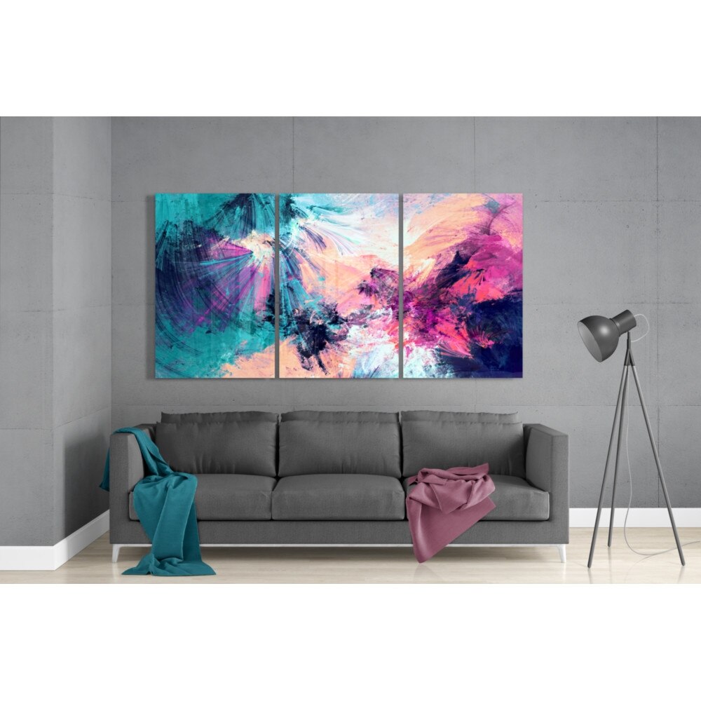 Set 3 tablouri, Print digital, Model- Culori, 72x46cm - eMAG.ro