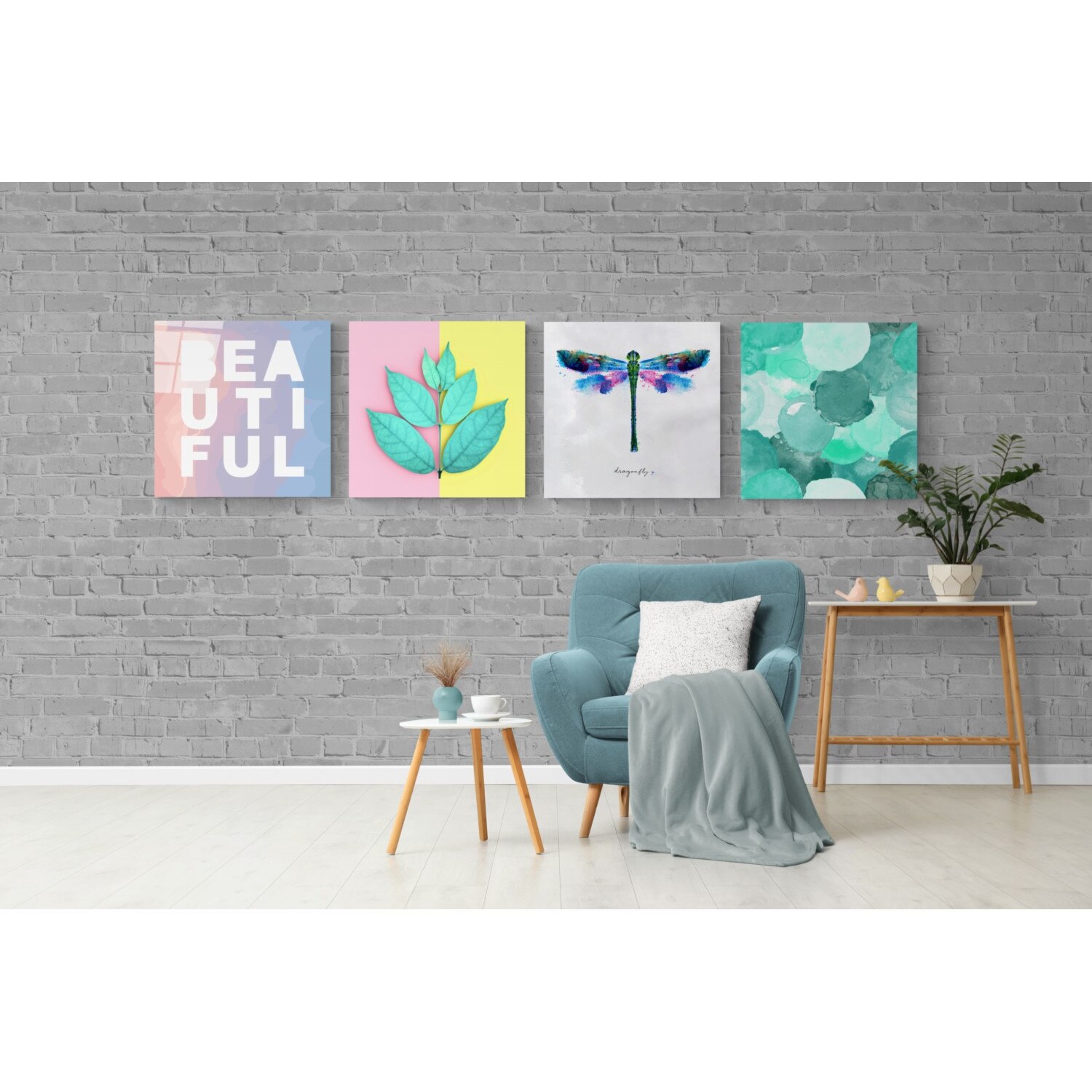 Set 4 tablouri, Print digital, Model- Beauty Quadro, 60x60cm - eMAG.ro