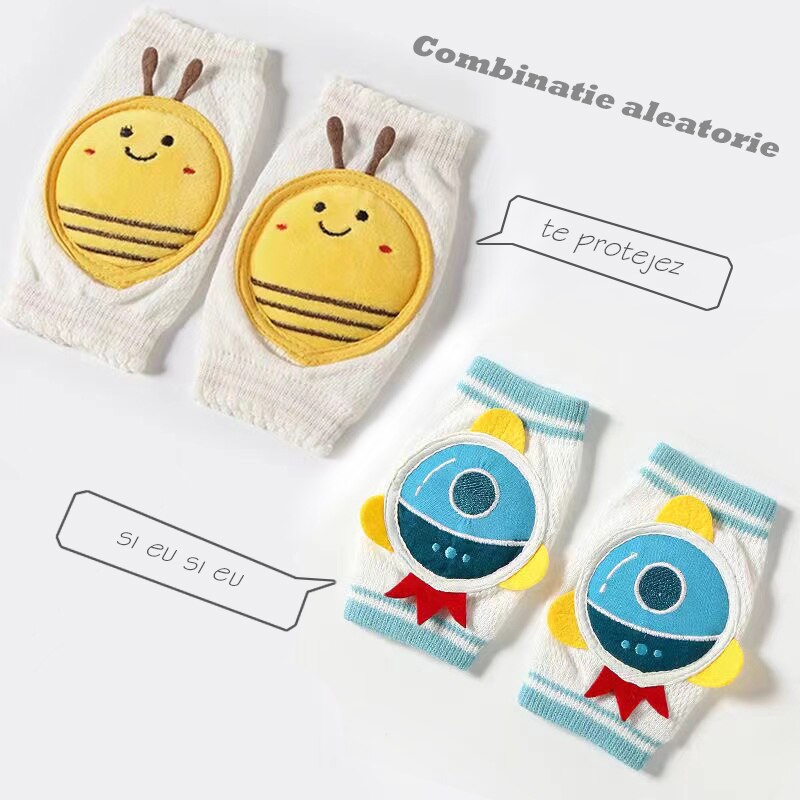 Set de genunchiere pentru copii, Bumbac, 1-5 ani, model de racheta ...
