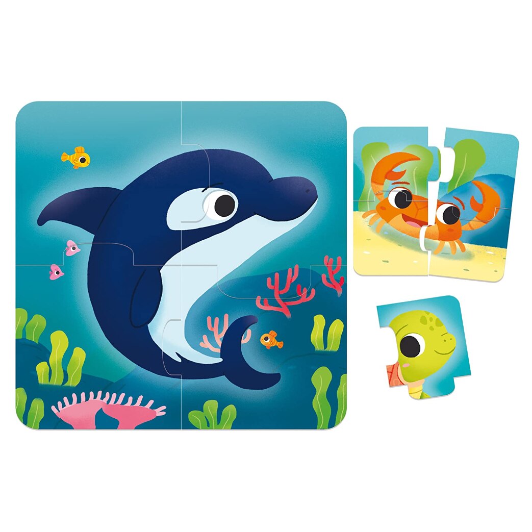 Set puzzle cu animale marine, 8 imagini, multicolor, 3 ani+ - eMAG.ro