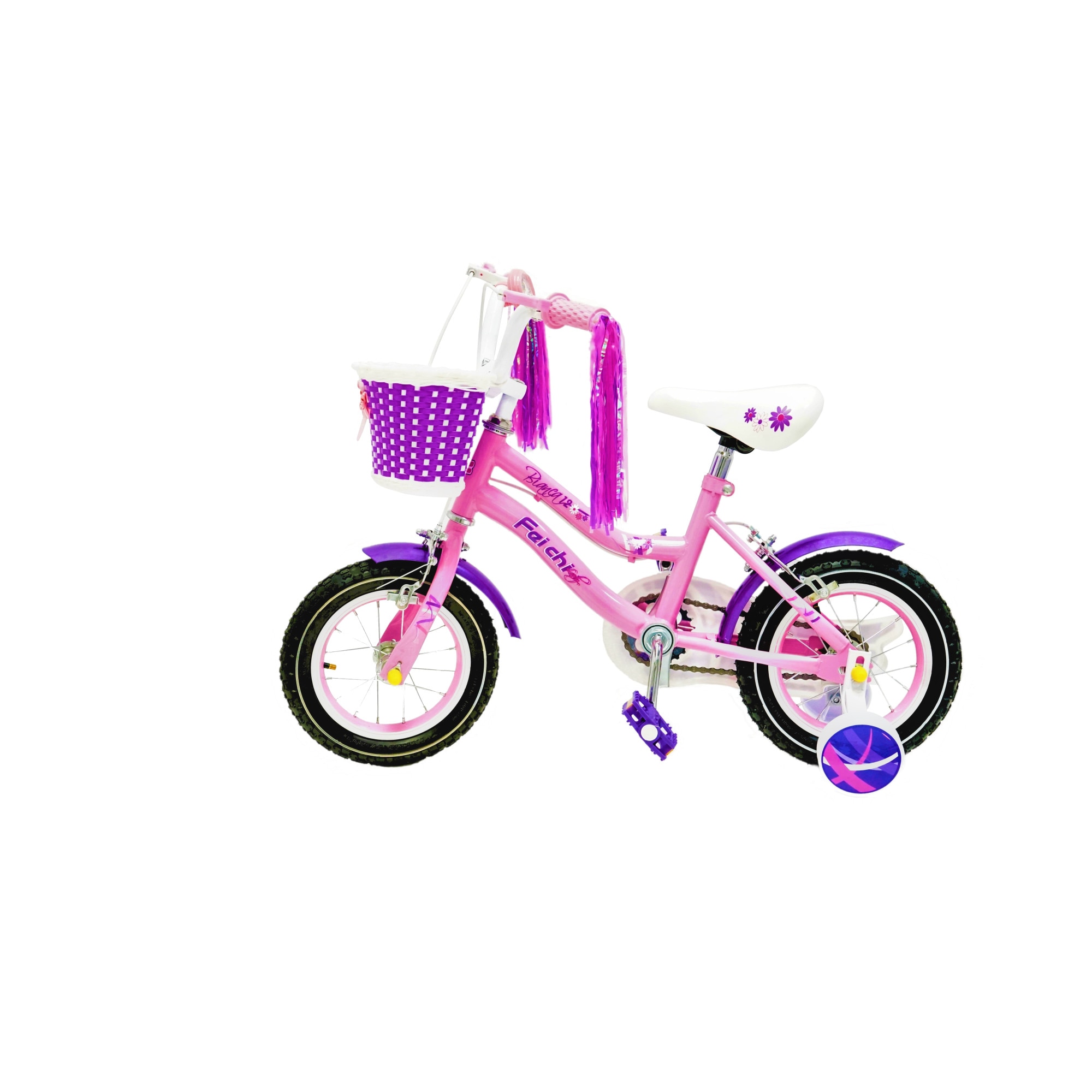 Bicicleta 12 inch pentru copii, Bianca 12, cu roti ajutatoare si cos ...