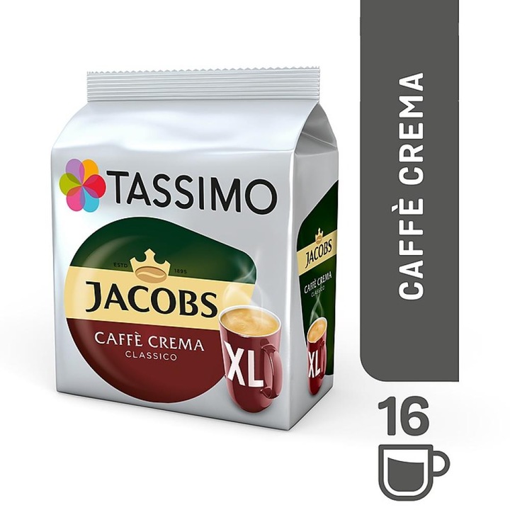 Capsule cafea, Jacobs Tassimo Café Crema XL, 16 bauturi x 215 ml, 16 ...