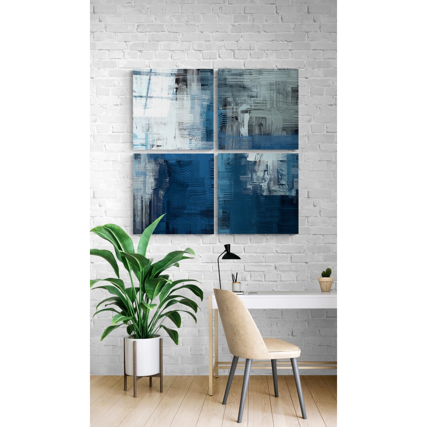 Set 4 tablouri din sticla securizata, Model abstract, 40 x 40 cm ...