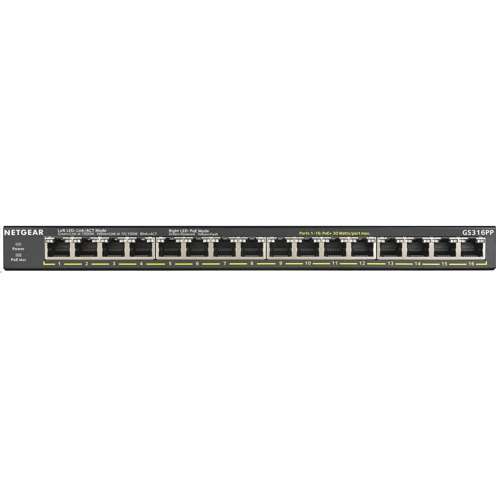 Switch, Netgear, Cu 16 porturi (GS316PP-100EUS), Negru - eMAG.ro
