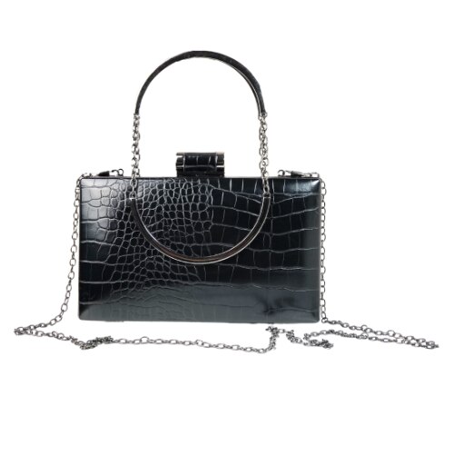 Poseta clutch neagra piele eco cu imprimeu croco Alexis - eMAG.ro