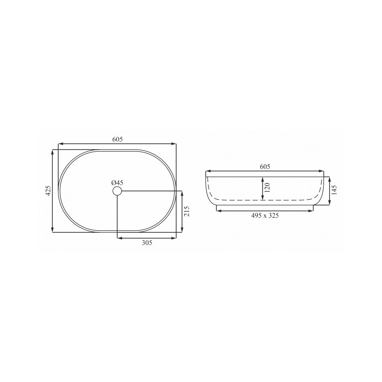 Calani Bali pultra ültethető mosdókagyló, kerámia, fehér, 60,5 x 42,5 ...