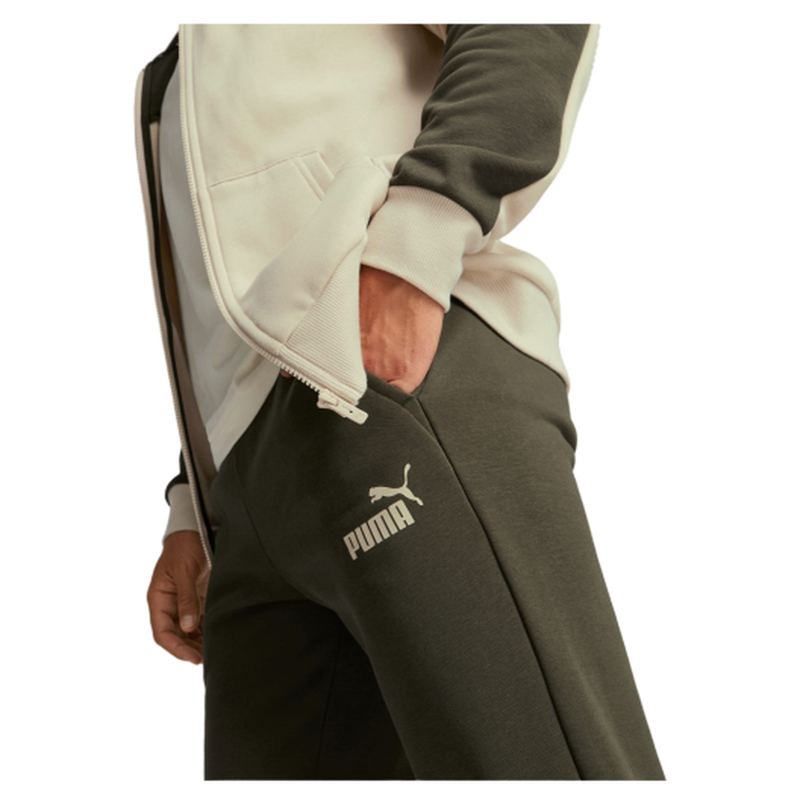 Trening PUMA Essentials+ Hooded, 670037-64 Kaki XS INTL - eMAG.ro