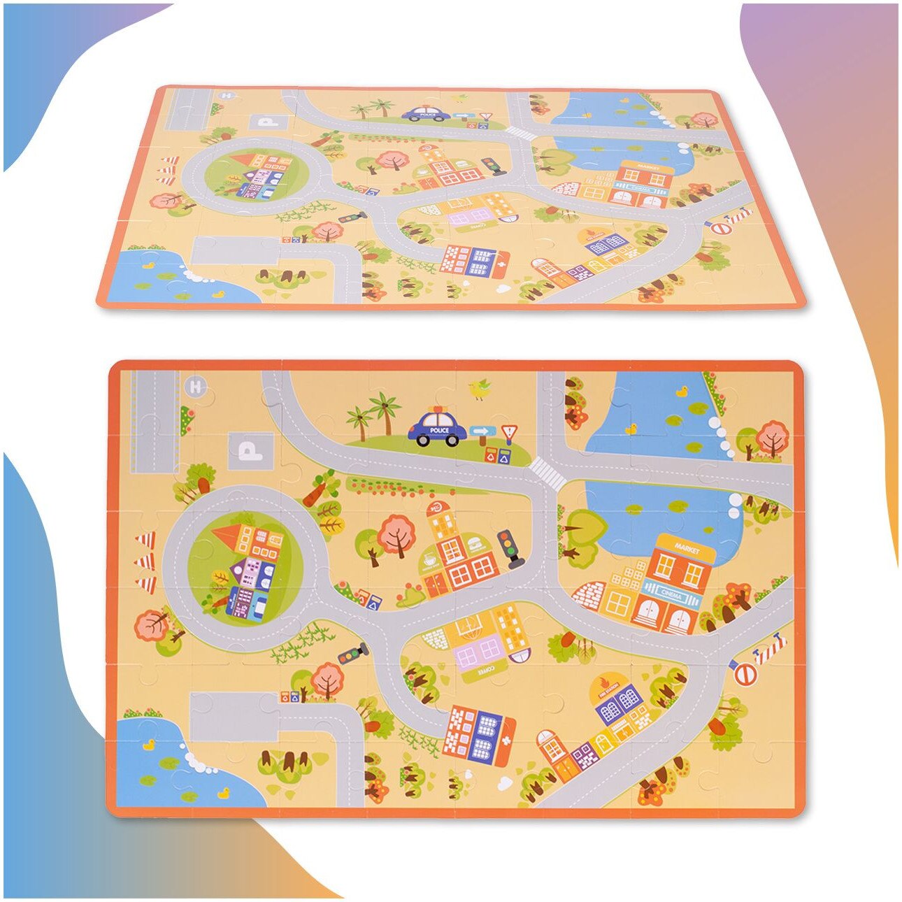 Set constructie din cuburi educative din lemn natural pentru copii, 184 ...