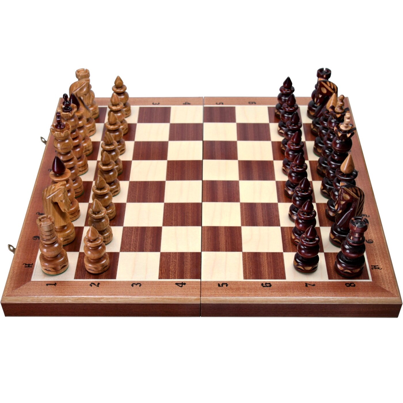 Set sah Bizantin, Marqueterie, Lemn de carpen, Incrustatie de mahon si ...