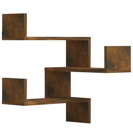 Set raft colt perete vidaXL, 2 buc stejar afumat 40x40x50cm, lemn ...