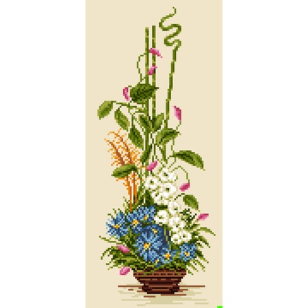 Goblen Ikebana cu albastrele, Rogoblen, Kit cu diagrama color, fire ...