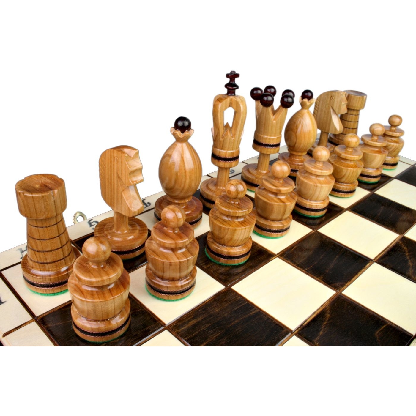 Set sah regal, Realizat manual, Lemn, Incrustat, 50 cm - eMAG.ro