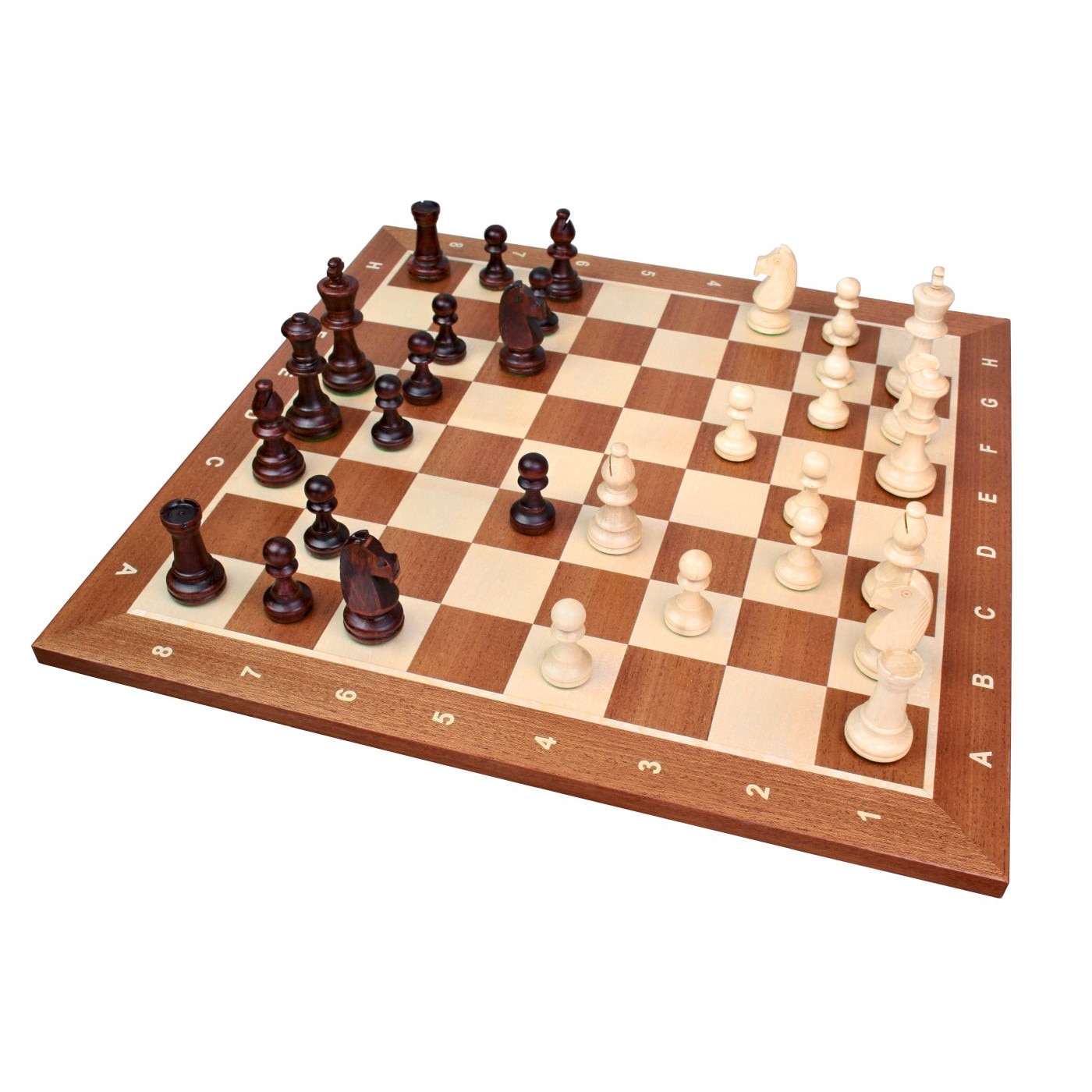 Set de sah turneu nr. 5, Marquetry, Realizat manual, Lemn, Incrustatie ...