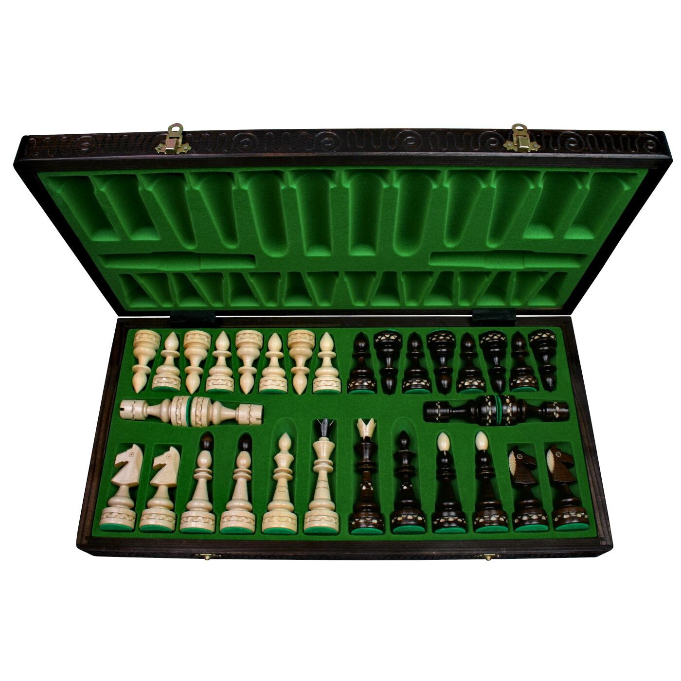 Set de sah indian XL, Realizat manual, Lemn, 54 cm - eMAG.ro