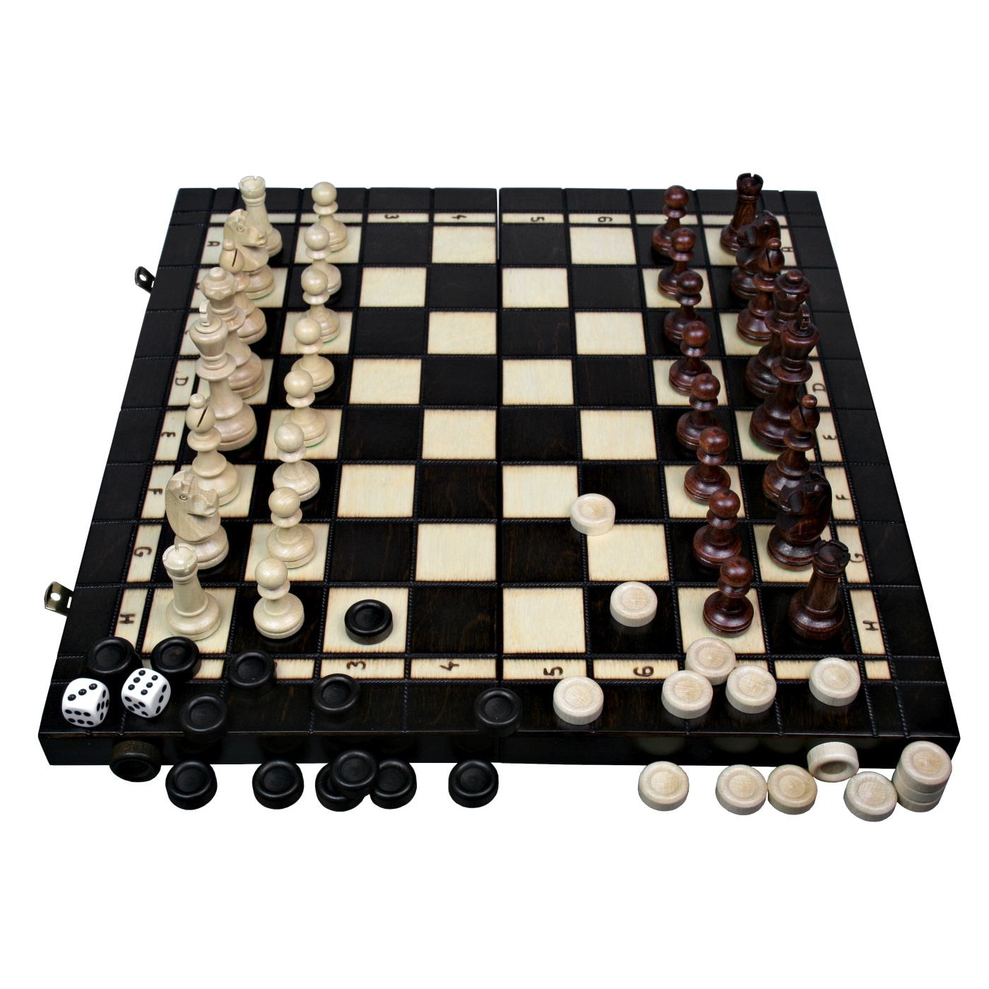 Set de sah si dame, Realizat manual, Lemn, 40 cm - eMAG.ro