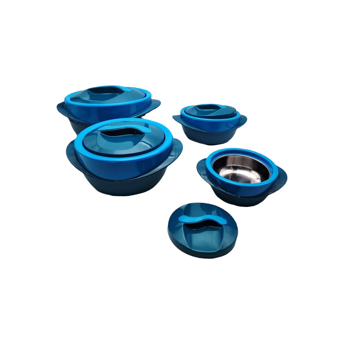 Комплект 4 термо тенджери, сини, 4 л, 2,2 л, 1 л, 0,6 л - eMAG.bg