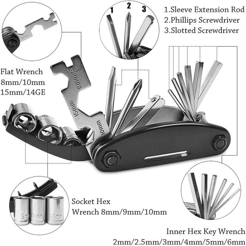 Cheie multifunctionala bicicleta, Ronyes, Metal, Negru - eMAG.ro