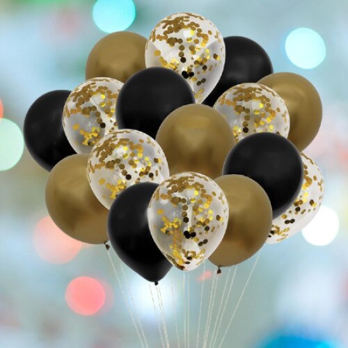 Set 16 Baloane Premium, Auriu, Transparent, Negru - eMAG.ro