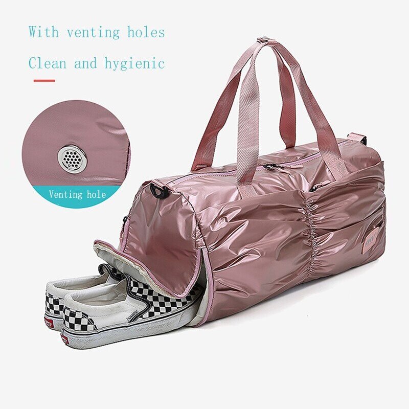 Geanta sport pentru sala cu aspect metalic, impermeabila, cu ...