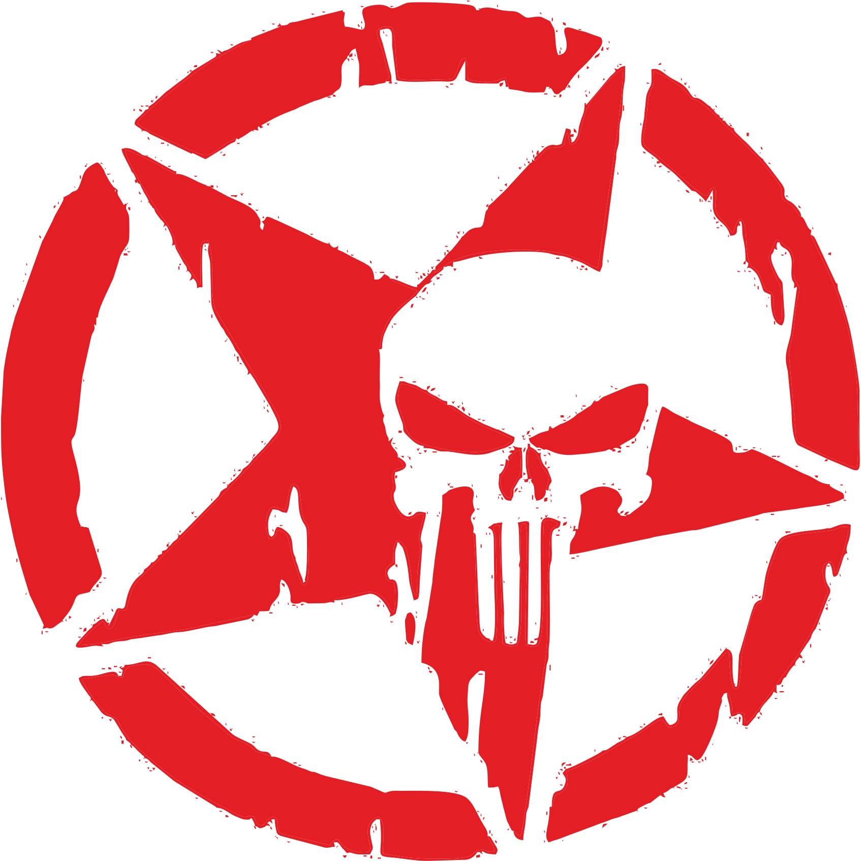 Sticker auto Punisher Star, Rosu, 20 cm - eMAG.ro