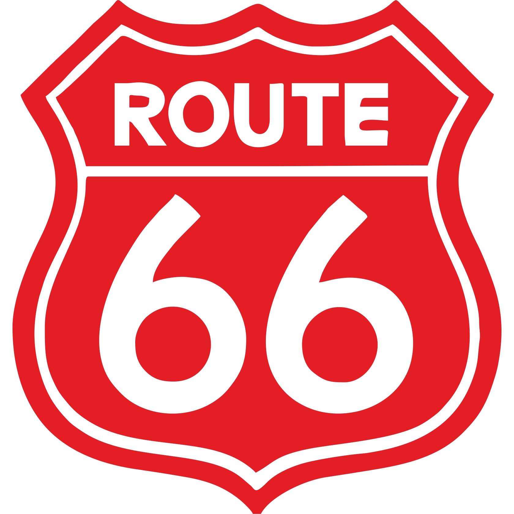 Sticker auto Route 66, Rosu, 25 cm - eMAG.ro