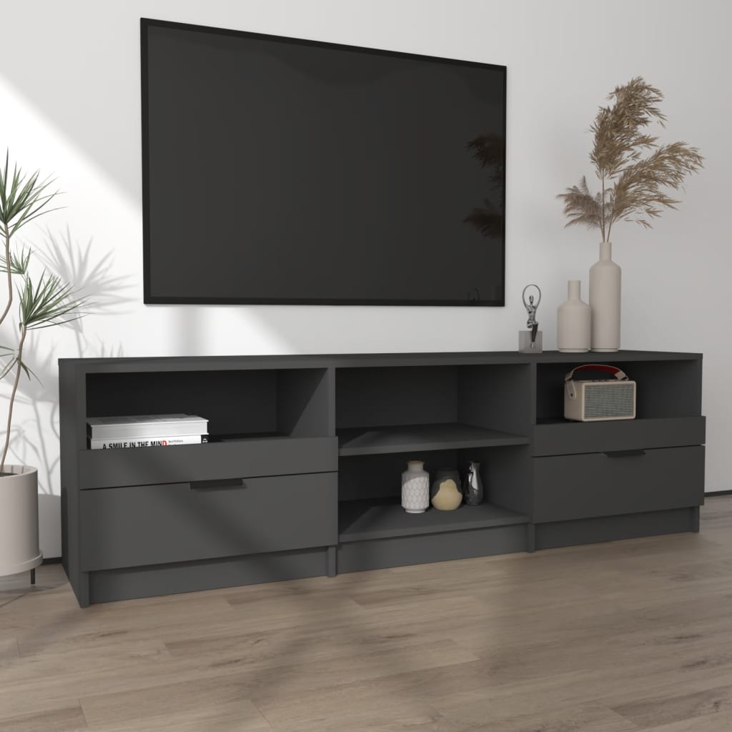 Comoda TV, Pentru Hi-Fi, Modern, negru, 150x33,5x45cm, lemn prelucrat ...
