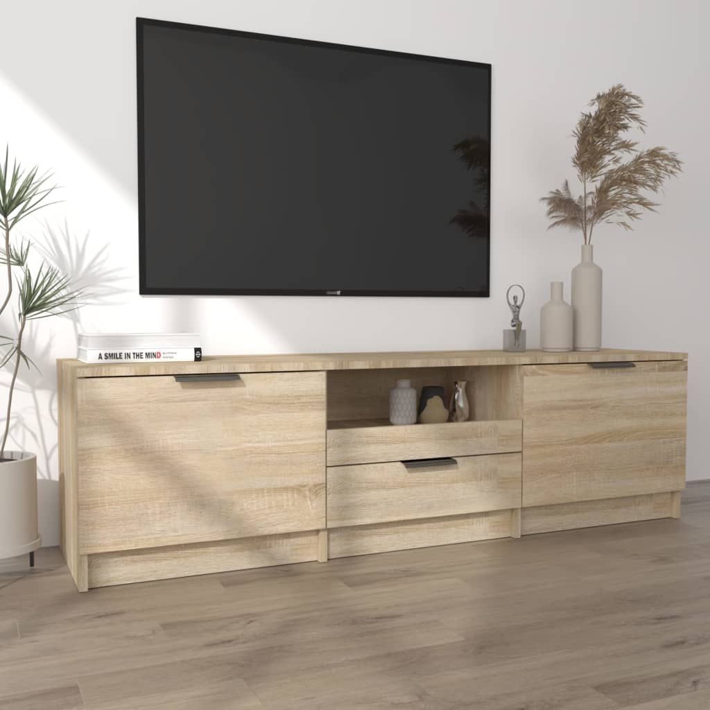 Comoda TV vidaXL, stejar sonoma, 140x35x40 cm, lemn prelucrat - eMAG.ro