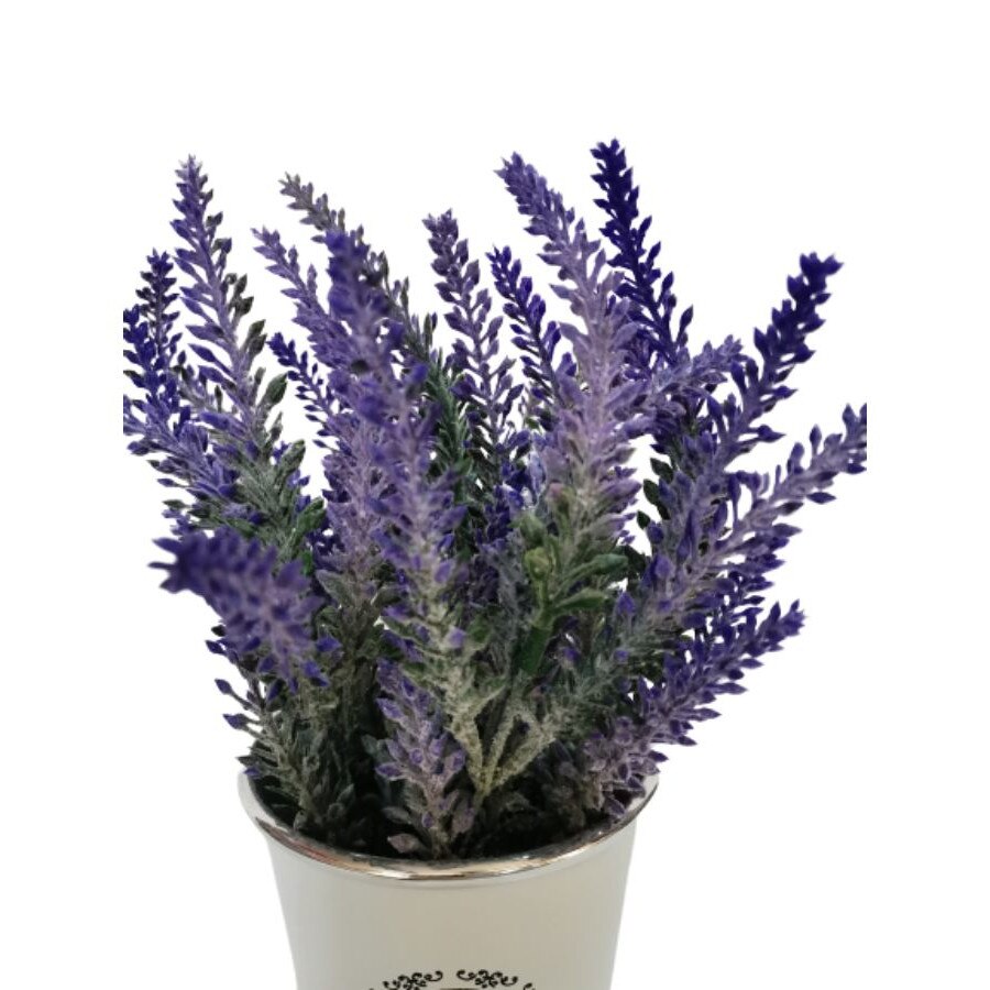 Lavanda cu aspect natural in ghiveci din metal 25x11x11cm - eMAG.ro
