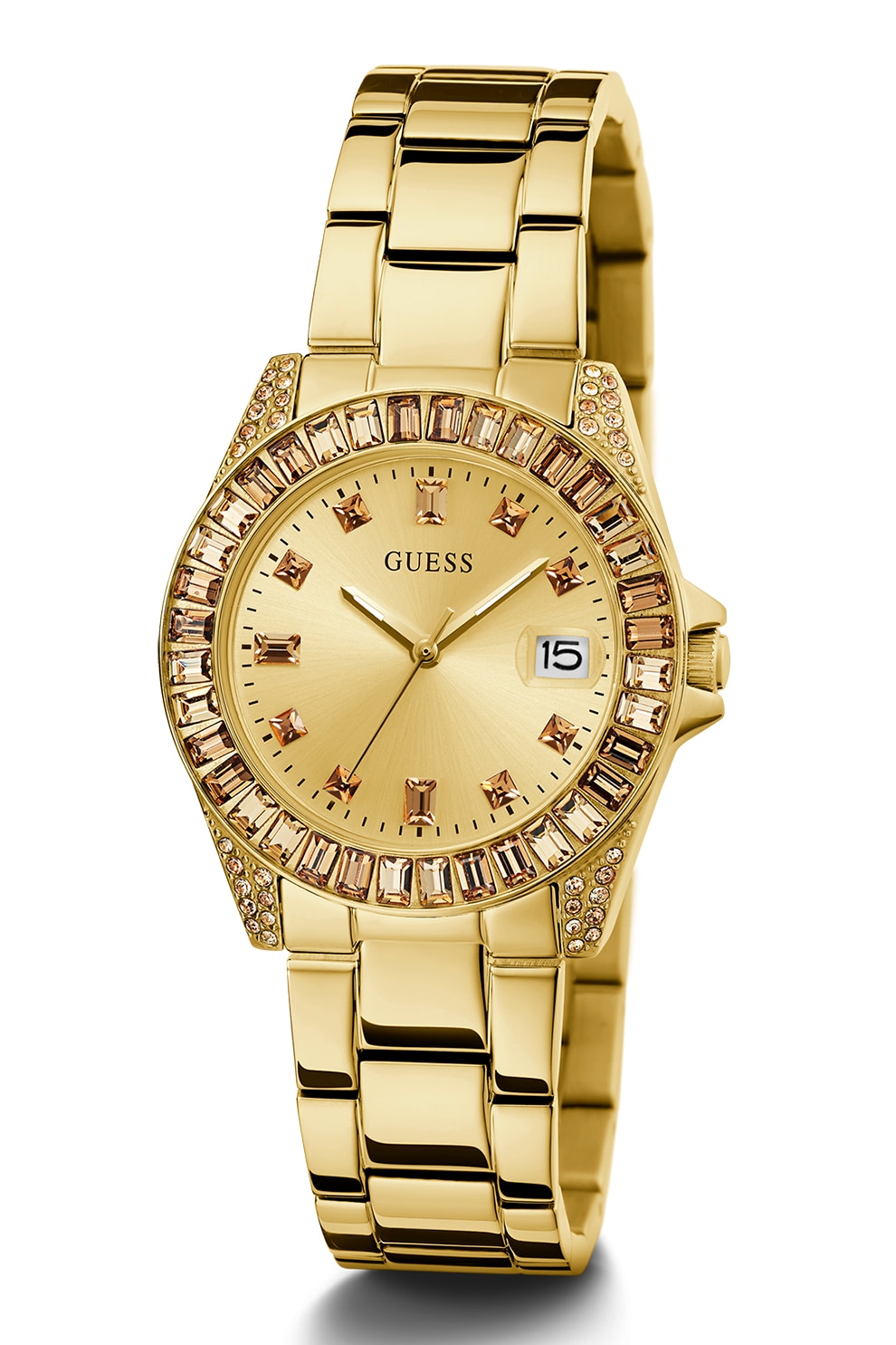 Guess, Ceas quartz decorat cu cristale, Auriu - eMAG.ro
