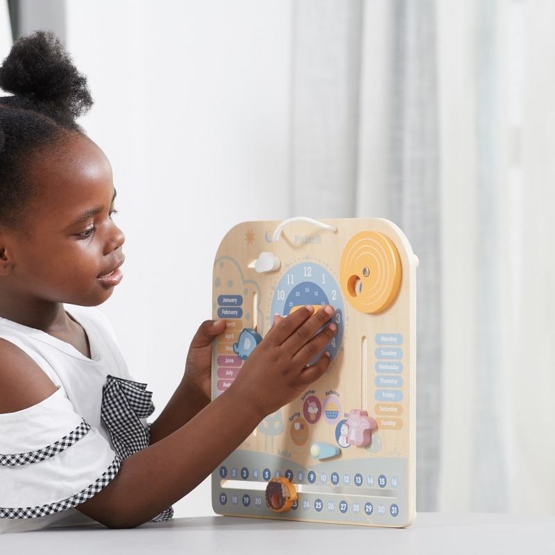 Calendar cu ceas din lemn, PolarB, multicolor VIGA - eMAG.ro