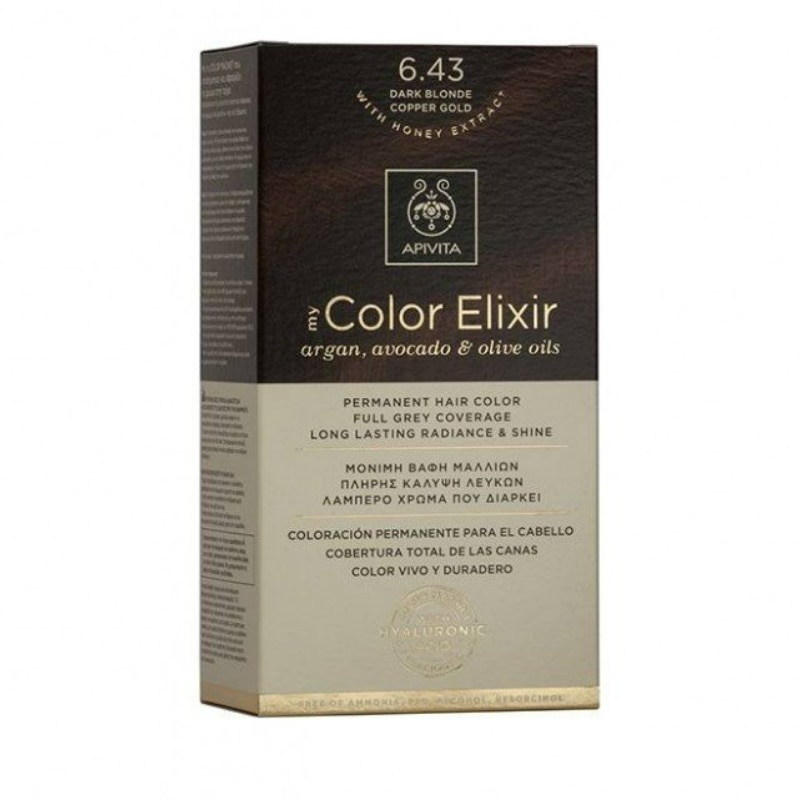 Vopsea de par My Color Elixir blond inchis cupru N6.43, Apivita - eMAG.ro