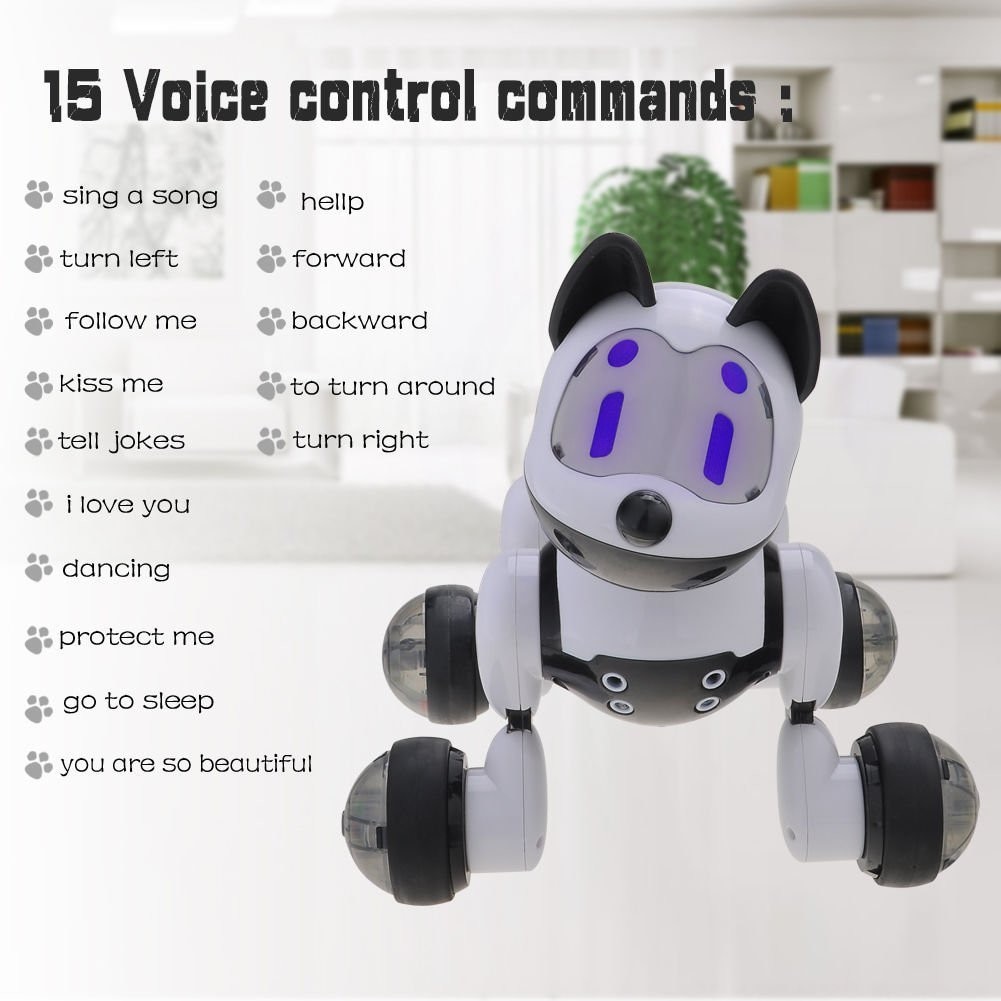 Robot Catel interactiv cu control vocal, caine robot Youdi, 15 comenzi ...