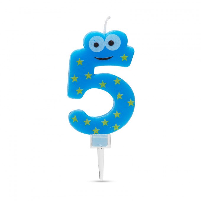 Lumanare pentru tort cifra "5", model zambet - eMAG.ro