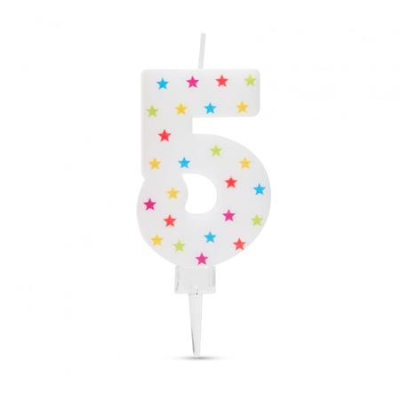 Lumanare pentru tort cifra "5", model cu stele - eMAG.ro