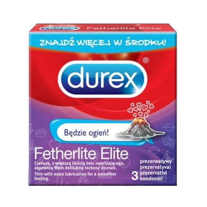 Durex Fetherlite Elite Emoji ultra vékony óvszer, 3 db - eMAG.hu