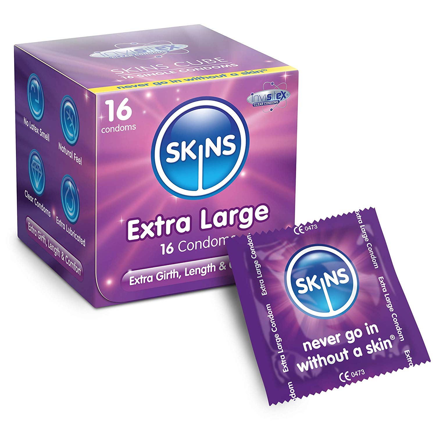 Set 16 Prezervative, Skins - Extra Large, Latex, Transparent - eMAG.ro