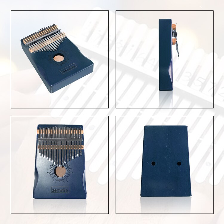 Kalimba Instrument African din Lemn Pian Zanza Mbira 17 clape Albastru ...