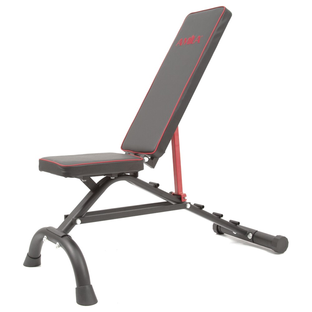 Banca de fitness Amila, Reglabil, 115x53x48 cm, Negru/Rosu - eMAG.ro
