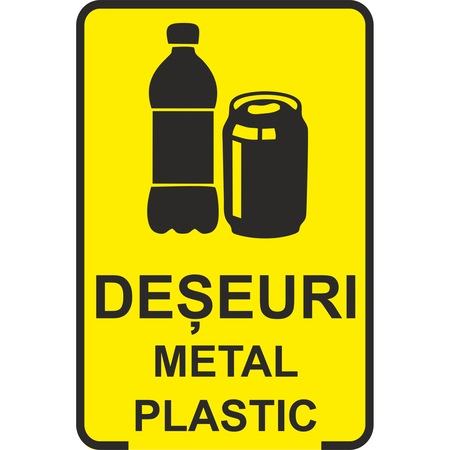 Semn Indicator, Deseuri Metal Plastic, Placa compacta PVC, 10x15 cm ...